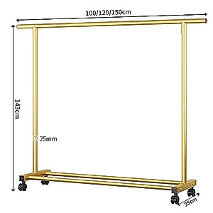 UEIDIHI Clothing Clothes Rack, Rolling Garment Organizer with Wheels and Bottom Rod, Portable Clothes Organizer Rod for Display & Hanging Clothes,Black,59in