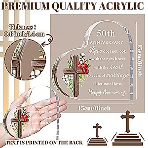 50th Wedding Anniversary Years Gifts Years of Marriage Gift Wedding Anniversary Heart Marriage Keepsake Decoration Gift for Couple Parent Women Mom Husband Wife