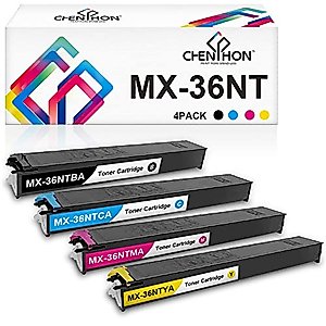 CHENPHON MX-36NT Toner Cartridge Replacement for Sharp MX-36NT MX36NT use for Sharp MX-2610N MX-2615N MX-3110N MX-3115N MX-3610N Printer丨MX-36NTBA MX-36NTCA MX-36NTMA MX-36NTYA Ink [4Pack-KCMY]