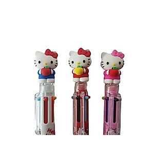 Hello Kitty 0.7mm 6-Color Multicolor Ballpoint Pen w/Hello Kitty Figure 1PC (Red)