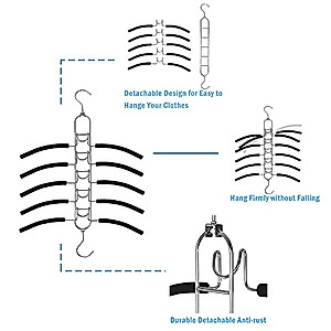 TOPIA HANGER 5 in 1 Multi Layer Clothing Hanger with Anti-Slip EVA Sponge (2 pack), Duty Space Saving Clothes Metal Hanger, Closet Organizers and Storage for Tank Tops, Shirt,Sweater,Coat- Black CT25B