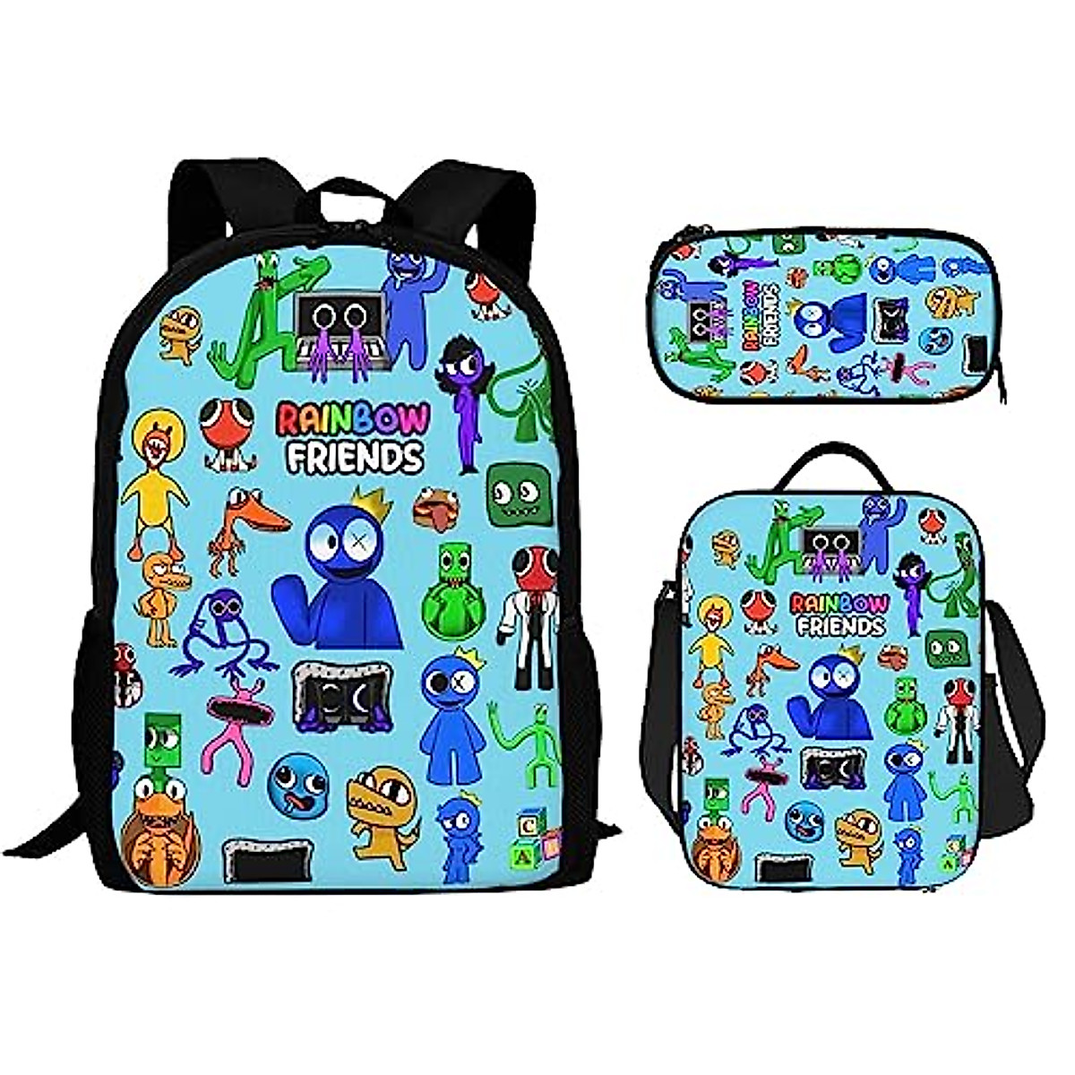 AENNA Cartoon Game Backpack Set Boys Girls Bookbag with Pencil Case Lunch Bag for Teens School Picnic Travel