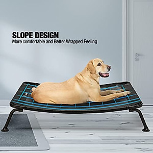 Veehoo Curved Cooling Elevated Dog Bed, Black Frame Outdoor Raised Dog Cot, Chew Proof Pet Bed with Washable & Breathable Textilene Mesh, Non-Slip Feet for Indoor & Outdoor, X-Large, Black
