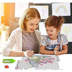 Gnome Flower Diamond Painting Kits,5D Diamond Painting Kits for Adults Kids DIY Diamond Art Kits Full Round Drill Diamond Dots Painting with Diamonds Gem Art and Crafts Gnome Home Decor 12X12inch