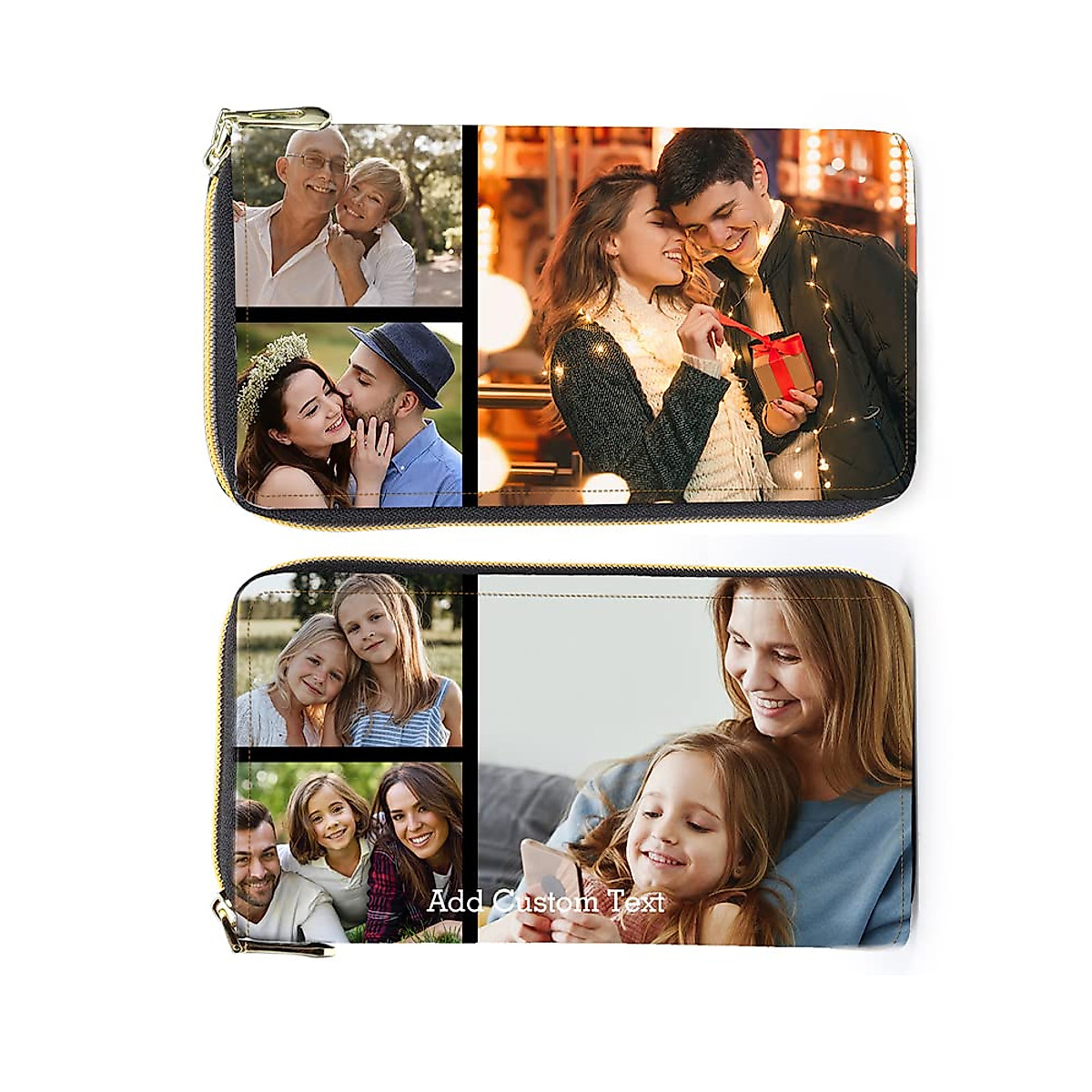 REMFACIO Personalised Photo Wallet Custom Long Leather Wallet for Women Large Capacity Wallet Ladies Purse with Multiple Card Holders Photo Purses Gifts for Her (E)