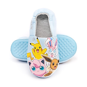 Pokemon Slippers Girls Kids Pikachu Sylveon Evee Blue Shoes Loafers 1.5 US