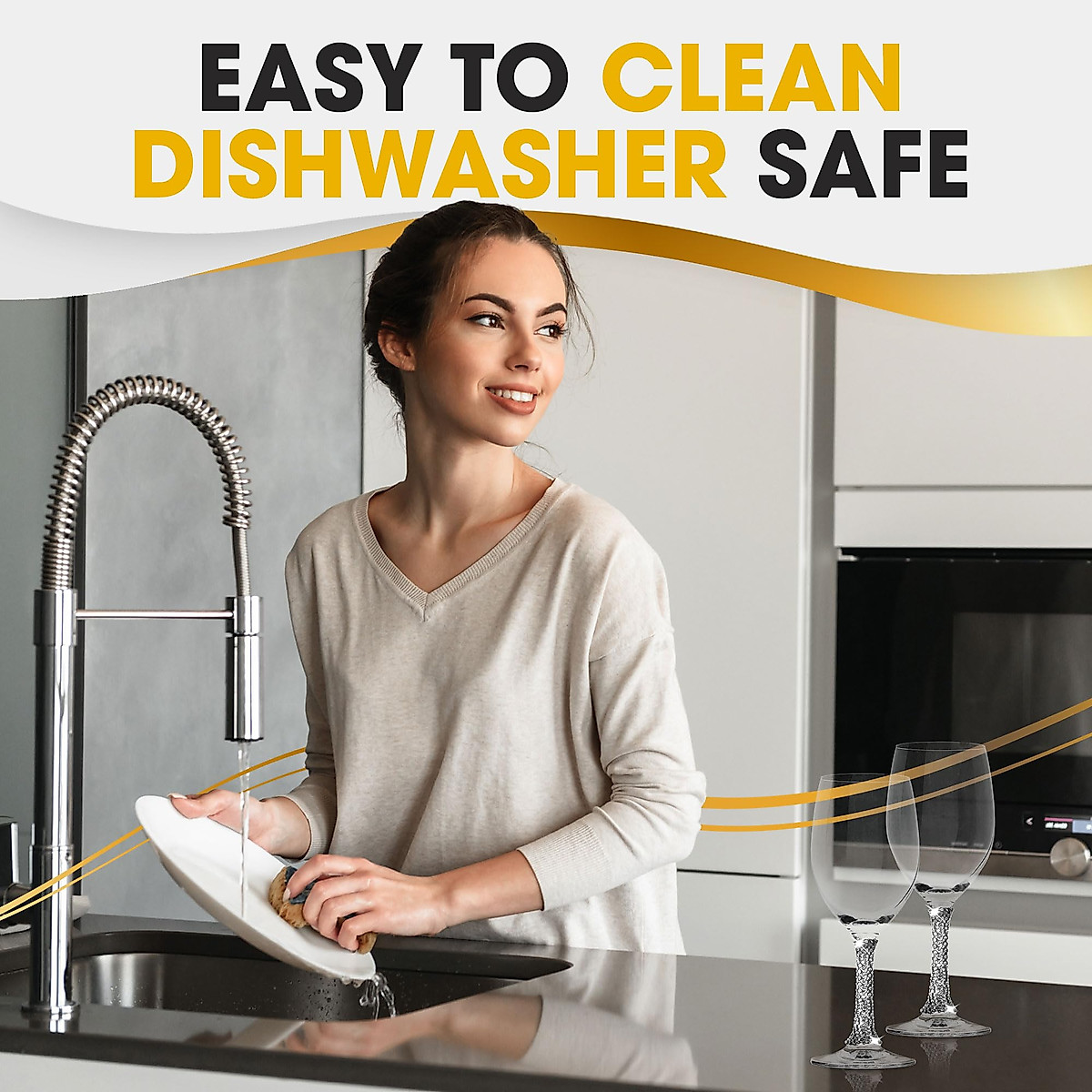 BERKWARE Premium Wine Glasses Set of 2 - Crystal Long Stem Wine Glass with Silver Rhinestone Stem Design - 12 oz