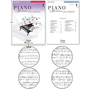Piano Adventures Level 3B Learning Set By Nancy Faber - Lesson, Theory, Performance, Technique & Artistry Books & Juliet Music Piano Keys 88/61/54/49 Full Set Removable Sticker