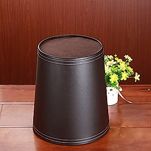 PU Leather Trash Cans Waste Paper Basket,2.6 Gallon Classic Garbage Bin Without lid for Living Room,Kitchen,Office,Hotel (Brown)