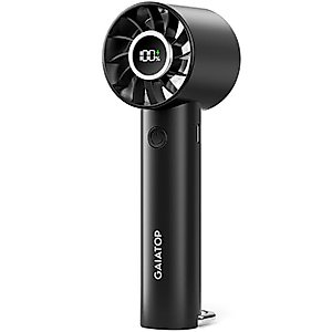 Gaiatop Portable Mini Fan, Handheld Personal Fan with LED Display, 3 Speeds, 2000mAh USB Rechargeable Battery Fan, LED Lighting, Small Desk Fan for Women Men Girls Kids Indoor Outdoor Travel Black