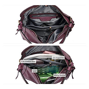 Handbags for Women Large Designer Ladies Hobo bag Bucket Purse Faux Leather (Wine)