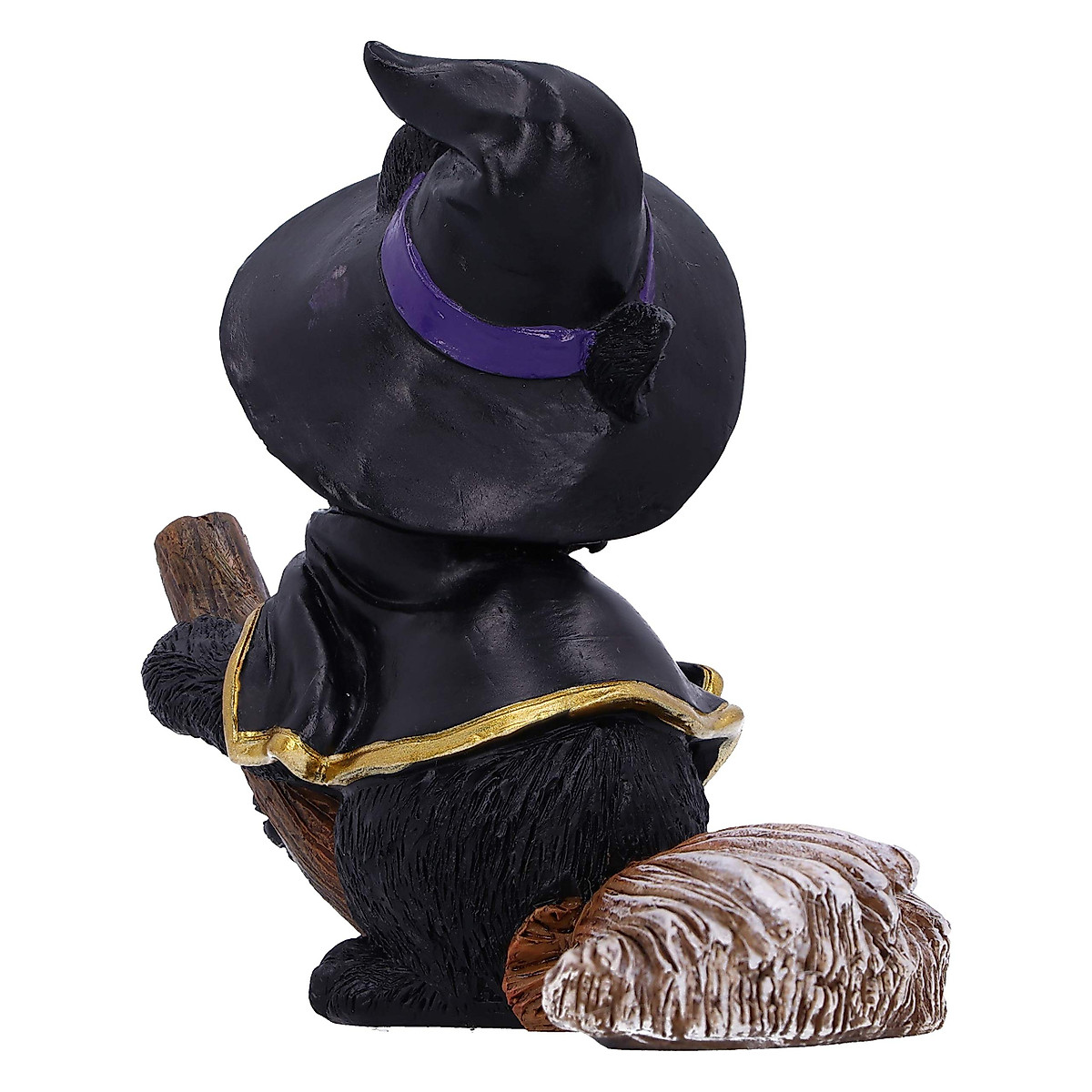 Nemesis Now Tabitha Small Witches Familiar Black Cat and Broomstick Figurine, 11cm