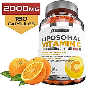 Premium Liposomal Vitamin C 2000mg - 180 Capsules –Ultra Potent High Absorption Ascorbic Acid, Supports Immune System & Collagen Booster - Powerful Antioxidant High Dose Fat Soluble Vitamin C