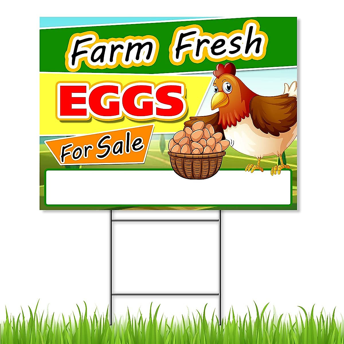 Fresh Eggs for Sale Sign - 18 x 24 Double Sided Coroplast Large Eggs for Sale Sign - Farm Fresh/We Sell Eggs Sign Outdoor Yard