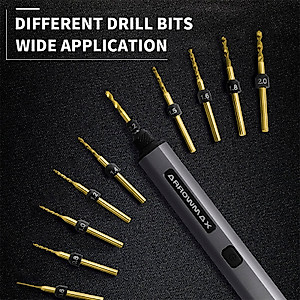 AM ARROWMAX Mini Electric Drill 13 in 1 with Aluminium Box, Cordless, LED Lights, Needle Vise Hand Drill Kit, 10 HSS Drill Bits, 3/32-Inch Keyless Chuck, Variable Direction (SDS MINI)
