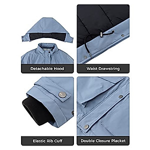 WenVen Women's Winter Puffy Coat Warm Thick Outerwear with Removable Hood(Blue, Large)