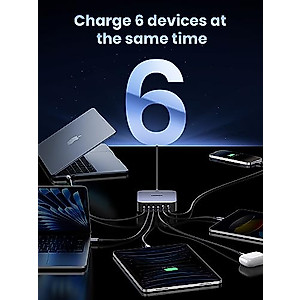 UGREEN 200W USB C Charger, Nexode 6 Ports GaN Desktop Charger, USB C Charging Station Compatible with MacBook Pro/Air M1 M2, iPad Pro/Air, iPhone 15 Pro Max/14, Galaxy S23 Ultra, Steam Deck, Dell XPS