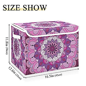 DOMIKING Mandala Collapsible Rectangular Storage Bin with Lids Decorative Lidded Baskets for Toys Organizer Storage Boxes with Handles for Clothes Shelves Nursery Playroom
