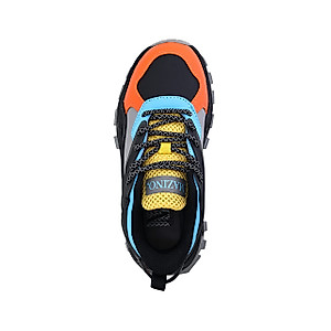 Mazino Molten Kids Unisex Fashion Sneakers Lace-Up Shoes Tennis for Boys and Girls - Grey/Orange/Blue, Size 12 Youth