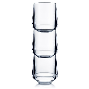 DRINIQUE Unbreakable Stemless Wine Glasses (Set of 4) 12oz Tritan Plastic Stemless Glassware for Indoor or Outdoor Use - Clear