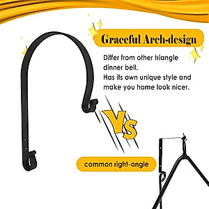 9'' Triangle Dinner Bell with Hanger & Call Striker Ringer Outdoor Bell Wall Mounted Bell Metal Bell Wrought Iron Country Bell for Home Barn School Church Playground Chuck Wagon Decor