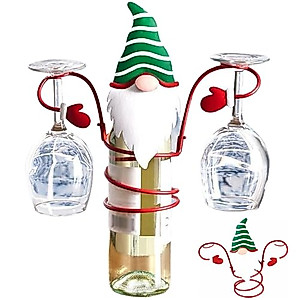 1PC Wine Glass Holder, Christmas Glass Wine Bottle Holder with Santa Gnome Wine Bottle Glass Desktop Organizer Rack for Bar Home Display Christmas Decor.