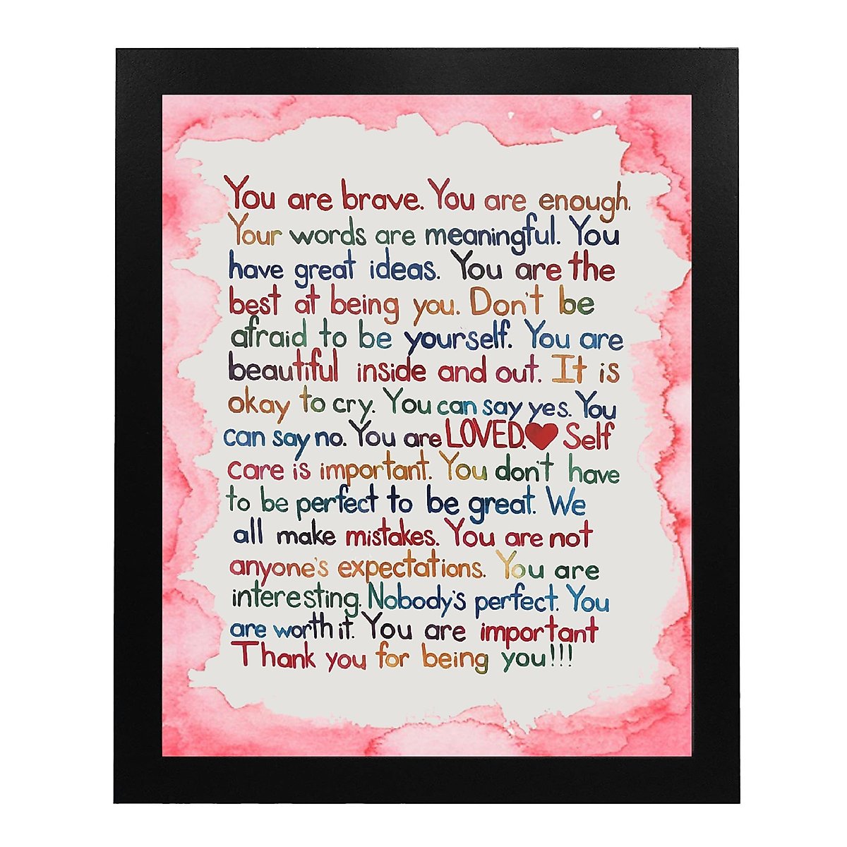 You Are Brave Inspirational Wall Art Print – Motivational Wall Decor for Home, Office, Bedroom, Classroom & School - Unframed 8x10" Poster Print Gift for Boys & Girls (Pink)