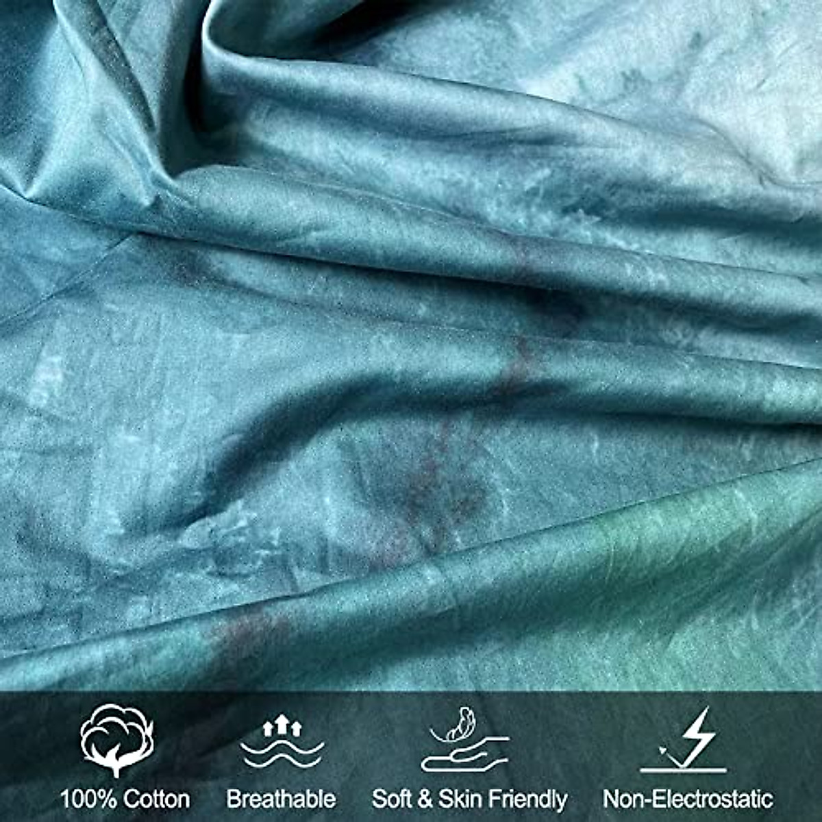 David's Home 100% Cotton Duvet Cover Set Queen Size, Misty Forest Duvet Cover with Pillow Shams, 3pcs Ultra Soft and Breathable Comforter Cover Set, 90x90 Inches, Green