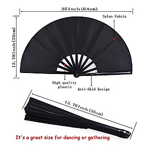 Amajiji Large Folding Fan, Chinease/Japanese Folding Nylon-Cloth Hand Fan, Women Hand Folding Fans Hand Fan Gift fan Craft fan Folding Fan Dance Fan