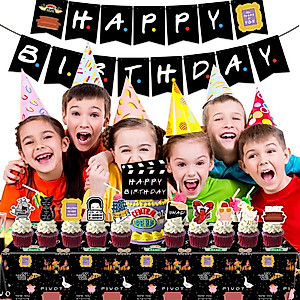 Friends Birthday Party Supplies, Party Decorations Set Include Banner, Tablecloth, Balloons, Cake Cupcake Toppers for TV Show Fans Party Decor