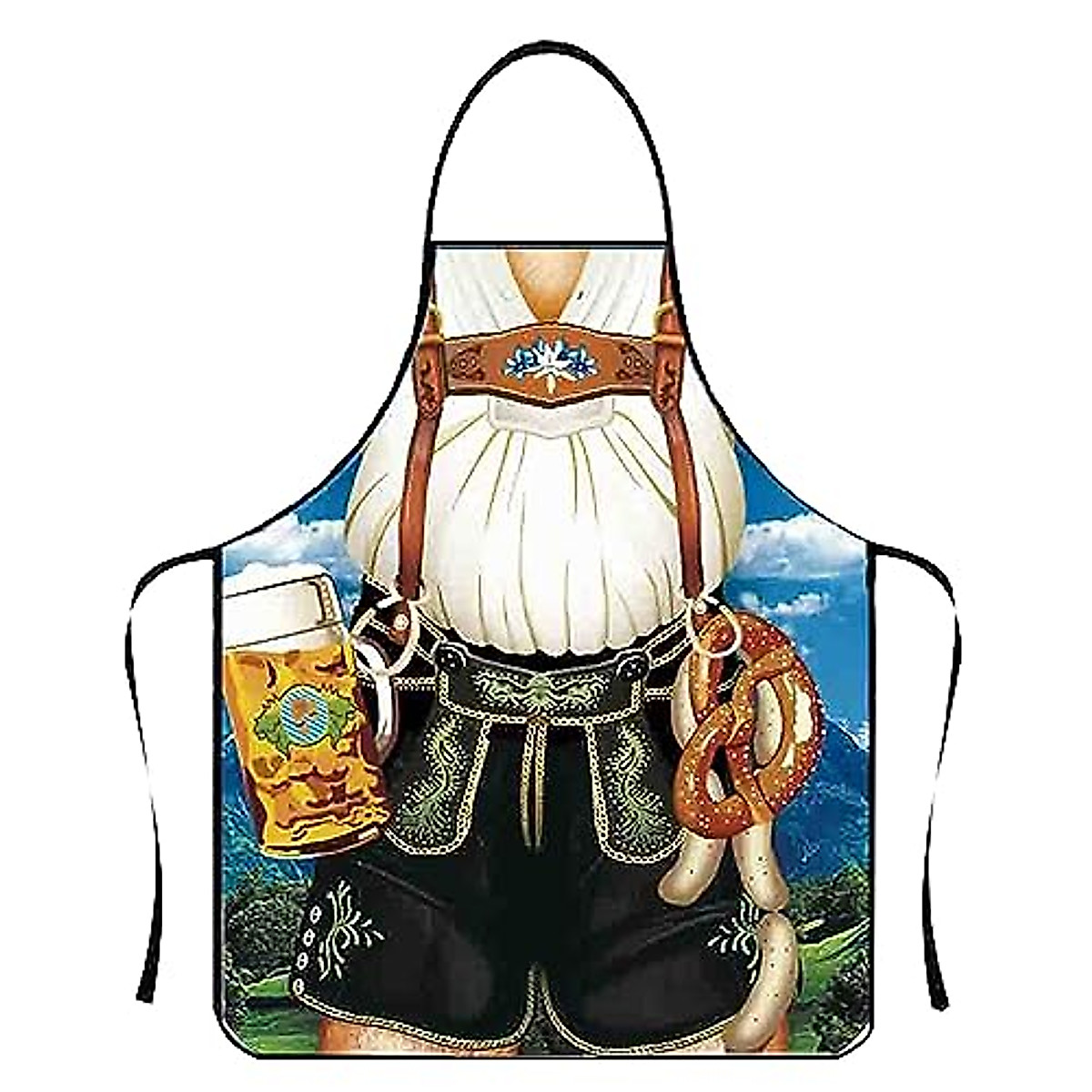 Bilipala Lederhosen Apron Funny Apron Oktoberfest Bavarian Kitchen Cooking Apron for Man