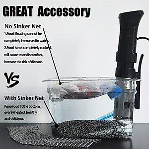 Sous Vide Weights 1LB,Food Grade 316 Stainless Steel Sinker Weight Net for Sous Vide Cooking,Reusable Sous Vide Cooking Accessory, Keep Food Submerged with 4pcs S Hooks