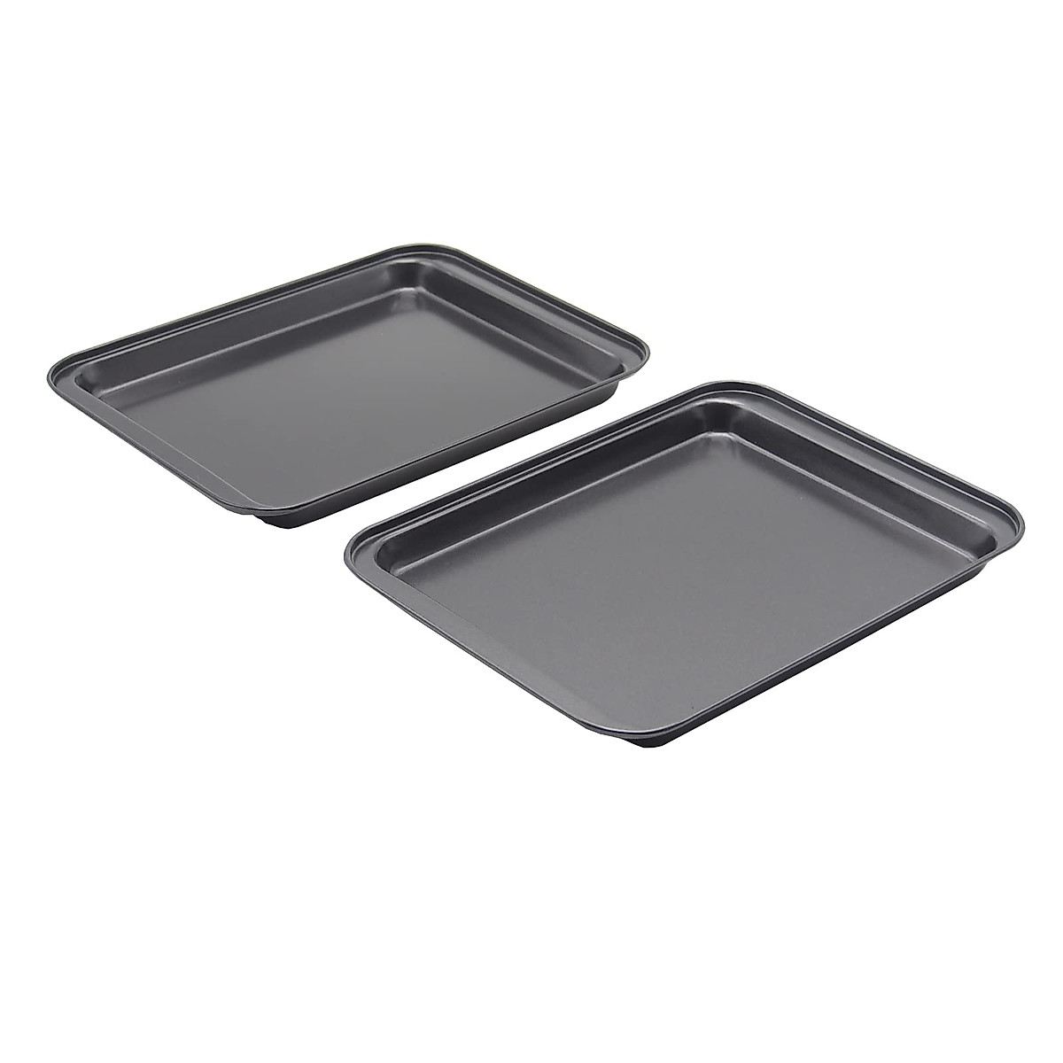 HYTK 2 Small Baking Sheets 9.45 X 7.09 Inch (Inner 7.5x6) Mini Cookie Tray Toaster Conventional Oven Pan Nonstick No Warp Magnetic Bakeware for 1 or 2 Person