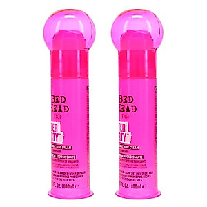 Bed Head After The Party Smoothing Cream - Sooths Flyaways, Static Build Up & Frizz, Humidity Protection, Lightweight Shine & Body, with Castor Seed Oil, Al Hair Types, 3.4 Ounce - 2 Pack