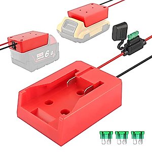 ZLWAWAOL Power Wheel Adapter with Fuse & Switch,Battery Adapter for Dewalt 20V for Milwaukee M18 18V Battery,with 14 Gauge Wire,Power Convertor for DIY Ride On Truck,RC Toys,Robotics and Work Lights