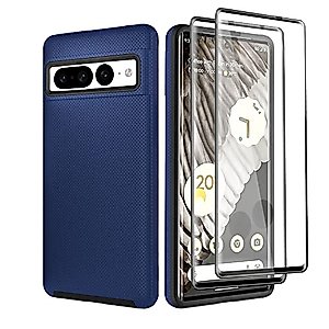 Google Pixel 7 Pro Case with Screen Protector, Dual Guard Shockproof Protection Military Grade Heavy Duty Dual Layer Case for Google Pixel 7 Pro (Blue)