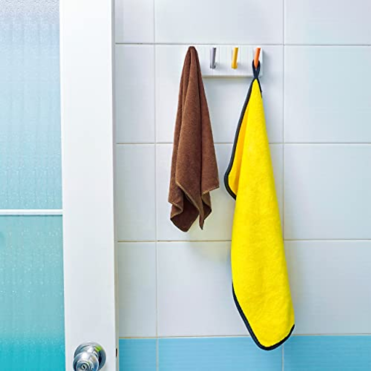 Adhesive Coat Hook, 3 Pack Wall Mounted Key Holder, Heavy Duty Entrance Way Storage Rack for Hanging Coat, Hat, Clothes, Scarf, Bag, Towel (Colorful)