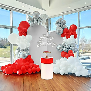 Red and white silver balloon garland arch kit 134 Pcs Winter Christmas balloons for new year 2025 Bridal Shower Engagement Anniversary Bachelorette Party Decorations