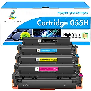 TRUE IMAGE Compatible Toner Cartridge Replacement for Canon 055H 055 High Capacity Canon Color ImageCLASS MF743Cdw MF741Cdw MF746Cdw MF743 Printer Toner with Chip (Black Cyan Magenta Yellow, 4-Pack)