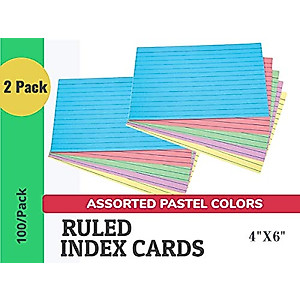 1InTheOffice Ruled 4" x 6" Index Cards, Assorted Pastel, 200/Pack