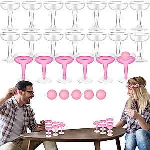 Hoolerry 28 Pcs Prosecco Table Tennis Game Set Include 22 Plastic Cups and 6 Balls for Bachelorette Party Girls Night, Birthday, Bridal Shower Game