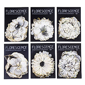 Knaid 120 Pieces Large Size Black and White Flower Stickers with Gold Holographic Outlines, Glitter Shiny Floral Waterproof Decorative Decals for Scrapbooking Supplies Junk Journal Bullet Journals Planners Resin Laptops Water Bottles Paper Crafts