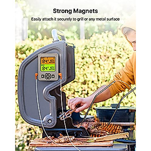 NEXMEE Bluetooth Grill Thermometer, Digital Wireless BBQ Meat Thermometer, Grill Thermometer with 2 Probes, Roast Thermometer with Magnet for Kitchen, Oven, Grill, Steak