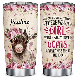 Wassmin Personalized Goat Tumbler Cup With Lid 20oz 30oz Animal Stainless Steel nsulated Tumblers Coffee Travel Mug Custom Name Birthday Christmas Goats Cups For Women Kids