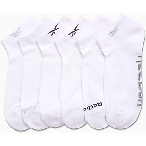 Reebok Men’s Low Cut Socks – 6 Pack Basic Cushion Low Cut No Show Socks for Men - Men's Athletic Socks (Size: 6-12.5), Size 6-12.5, Classic White