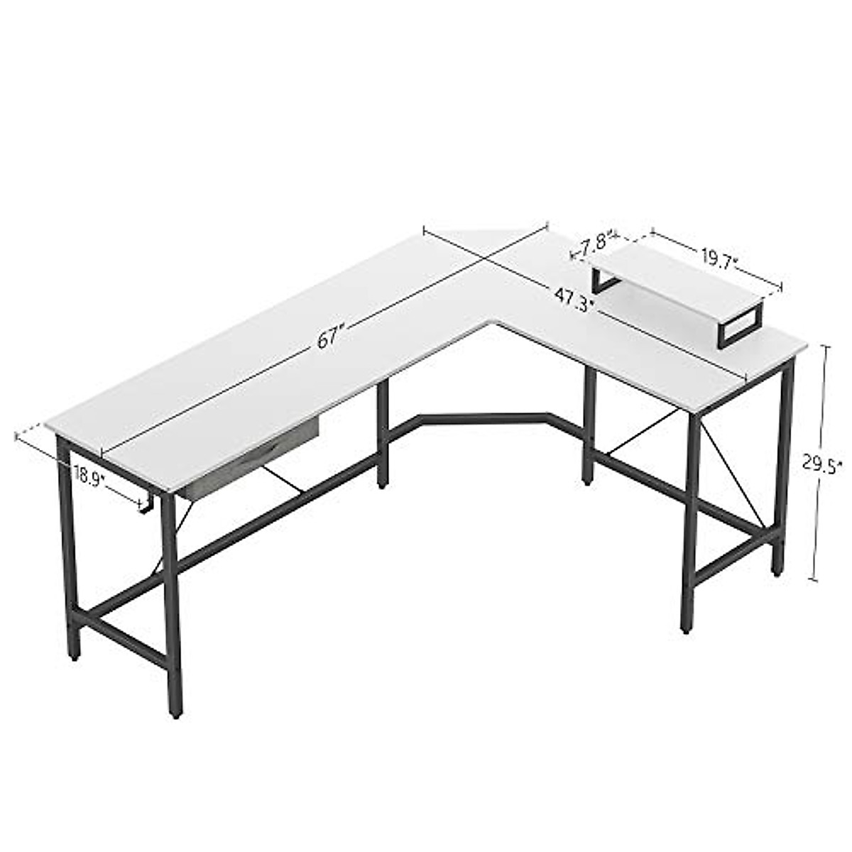 CubiCubi L Shaped Desk Computer Corner Desk, Home Office Gaming Table, Sturdy Writing Workstation with Small Table, Space-Saving, Easy to Assemble