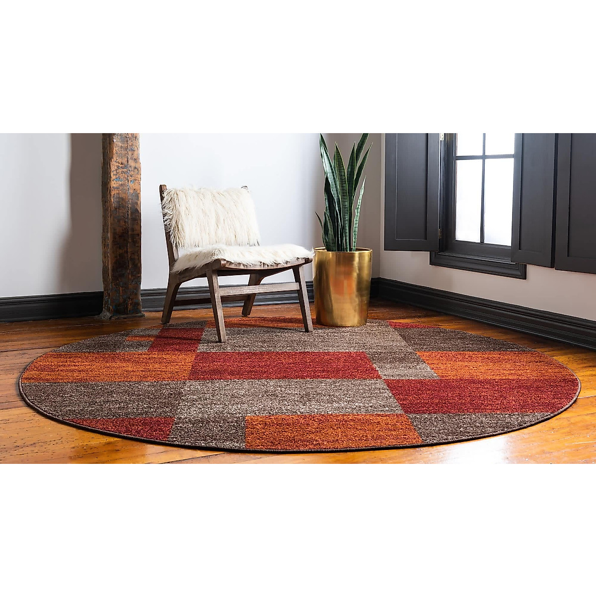 Unique Loom Autumn Collection Area Rug - Providence (5' 1" Round, Multi/ Beige)
