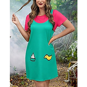 Clarisbelle Womens Halloween Party Graphic Turquoise Dress Phill Lill Crew Ncek Adult Rugrets Cosplay Costume Green S