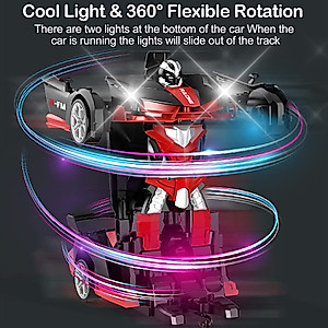 【2023 latest】LED Remote Control Car Transforming Robot 360 Degree Drifting one-click Deformation Rechargeable Police Toy Car 2.4Ghz 1:18 Scale Best Birthday Xmas Holiday Toy Present for Boys and Girls