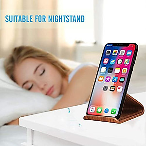 SAMDI Cell Phone Stand, iPhone Wood Dock: Cradle, Holder for Switch All Android Smartphone, iPhone 6 6s 7 8 X Plus 5 5s 5c Accessories Desk - ( Black Walnut )